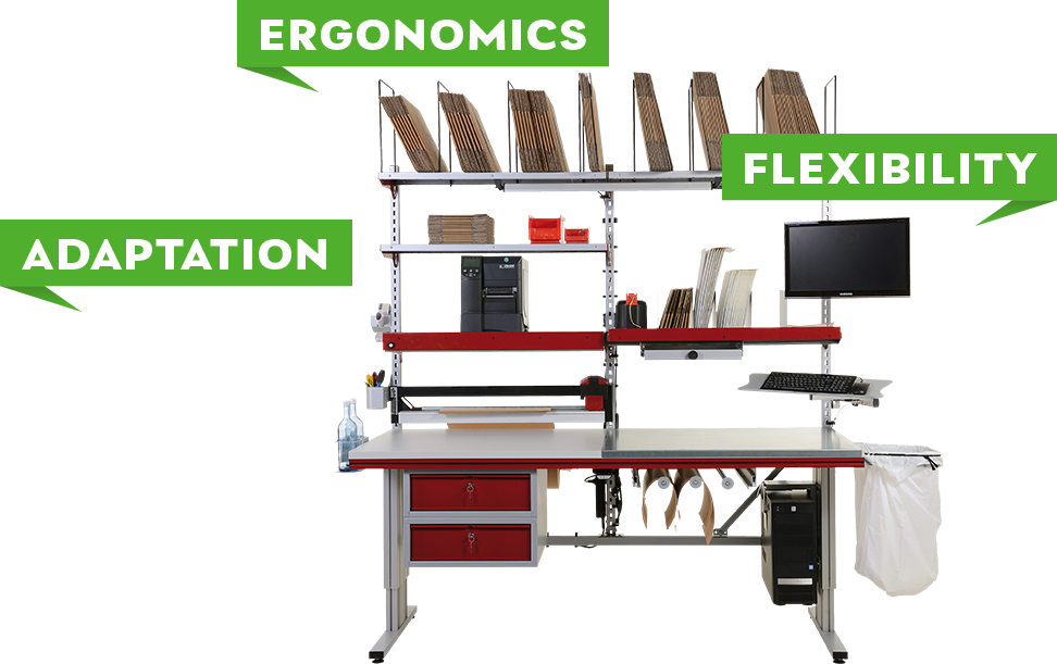 Complete packing stations and accessory sets